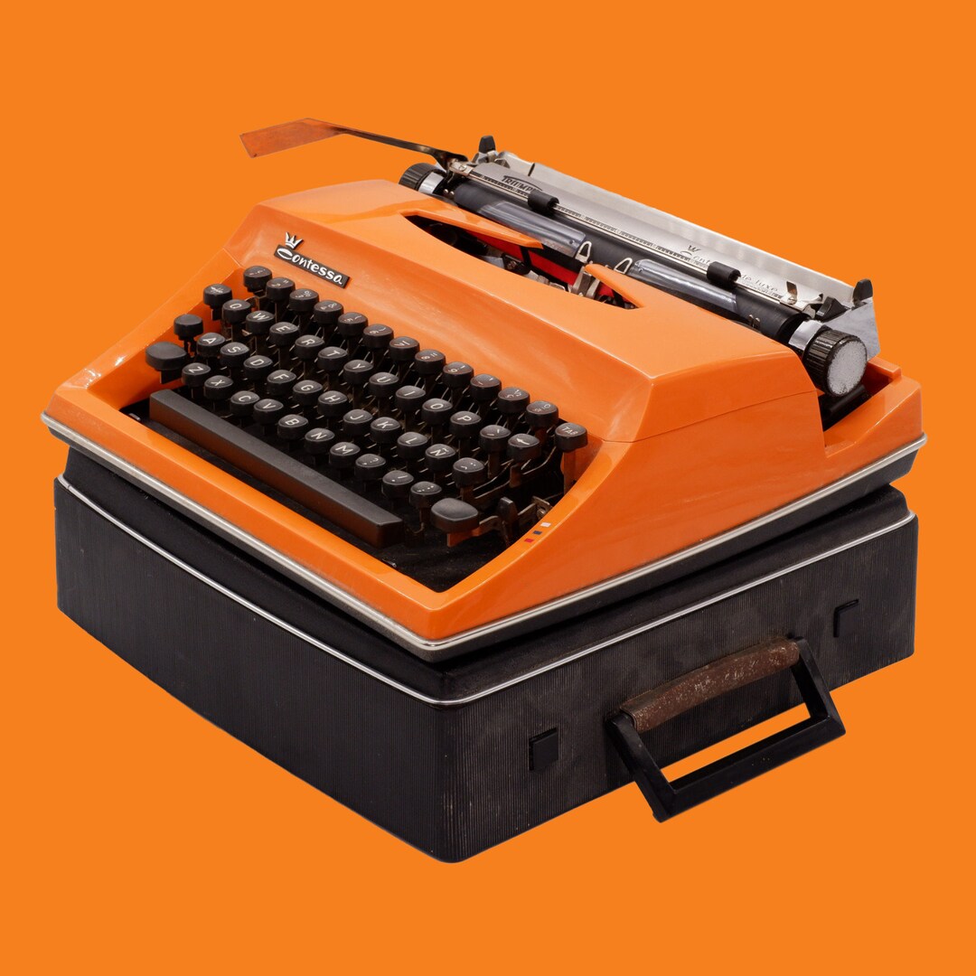 1970's Adler/triumph Contesa De Luxe Orange Typewriter + Case | Great ...