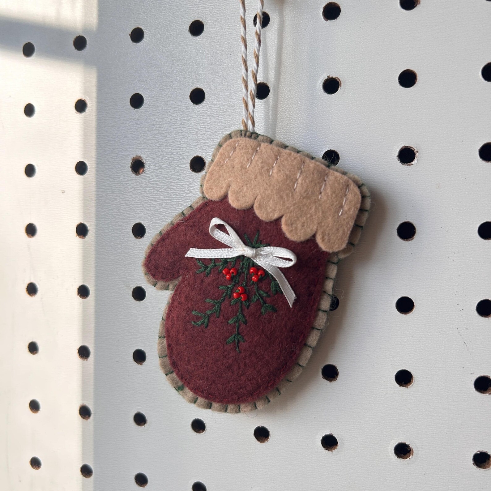 Felt Embroidery Mitten Ornament Handmade Holiday Gift - Etsy