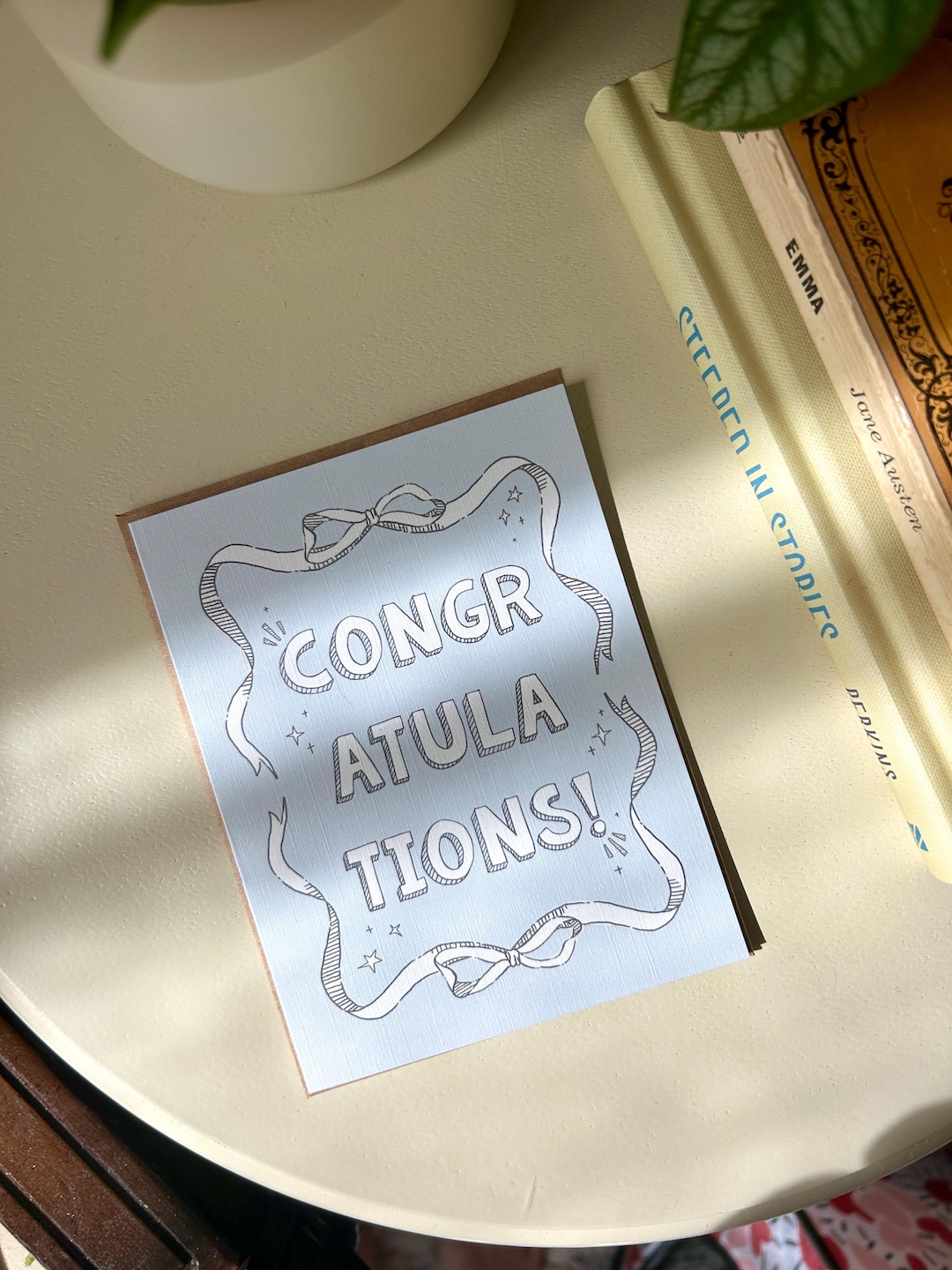 Blue and White Congratulations Card, Bows and Glitter Congrats ...