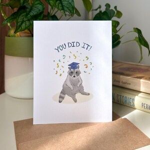 Cute Graduation Celebration Card, Racoon Graduate Illustration ...