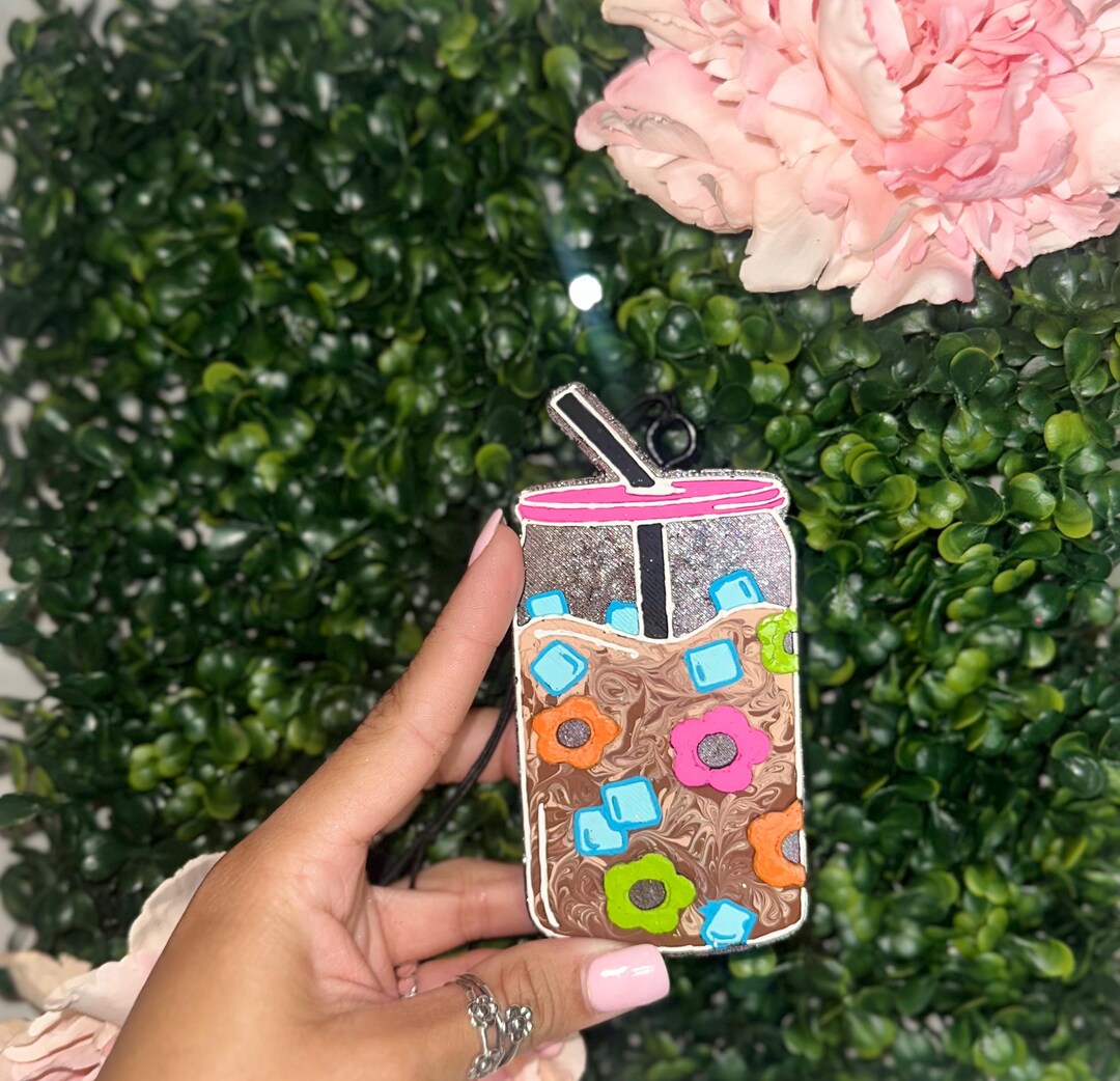 Coffee Car Freshie | Coffee Freshie | Floral Iced Coffee Freshie ...