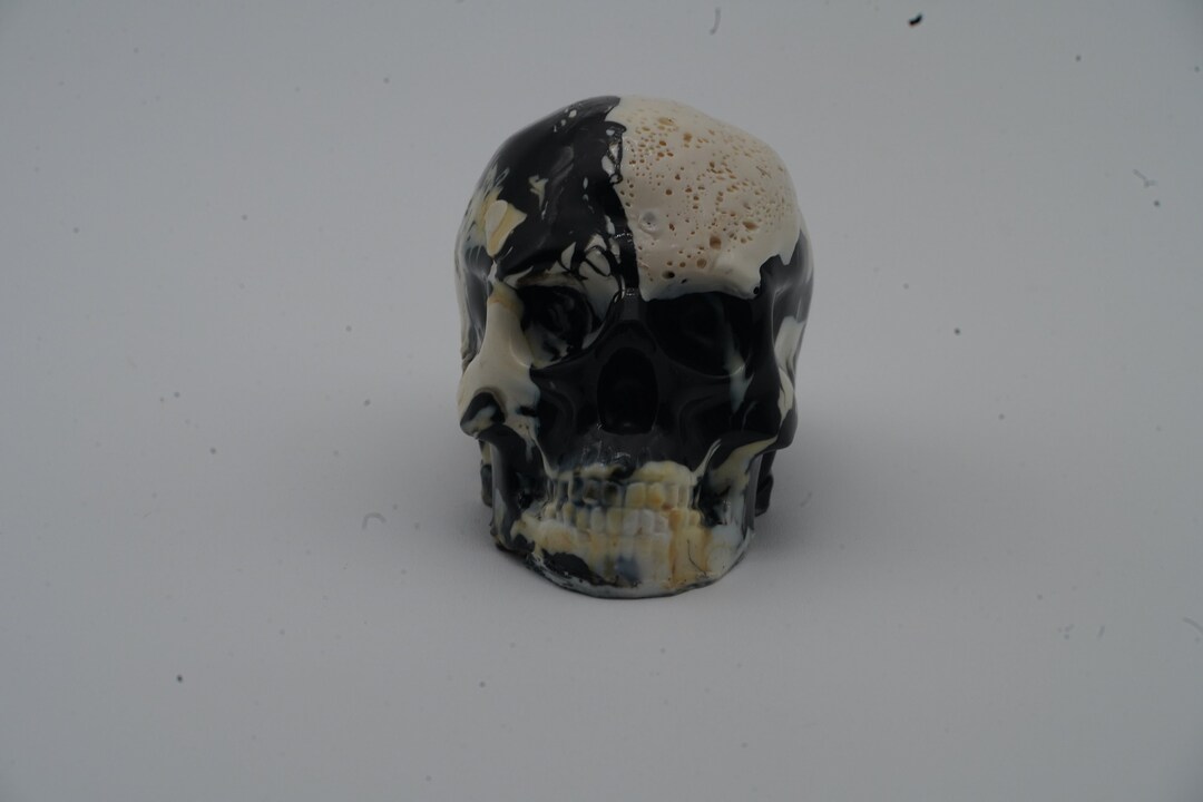 Black and White Skull Decoration Made From Recycled 3D Printer Filament ...