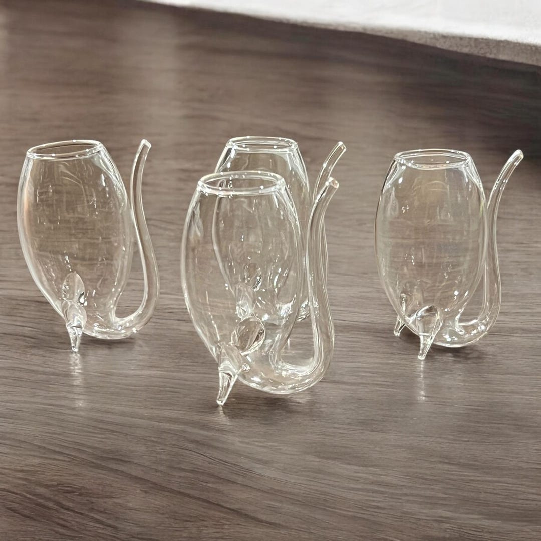 Port Sippers Footed Glasses With Straws Set of 4 Unbranded 3 1/2" Tall ...