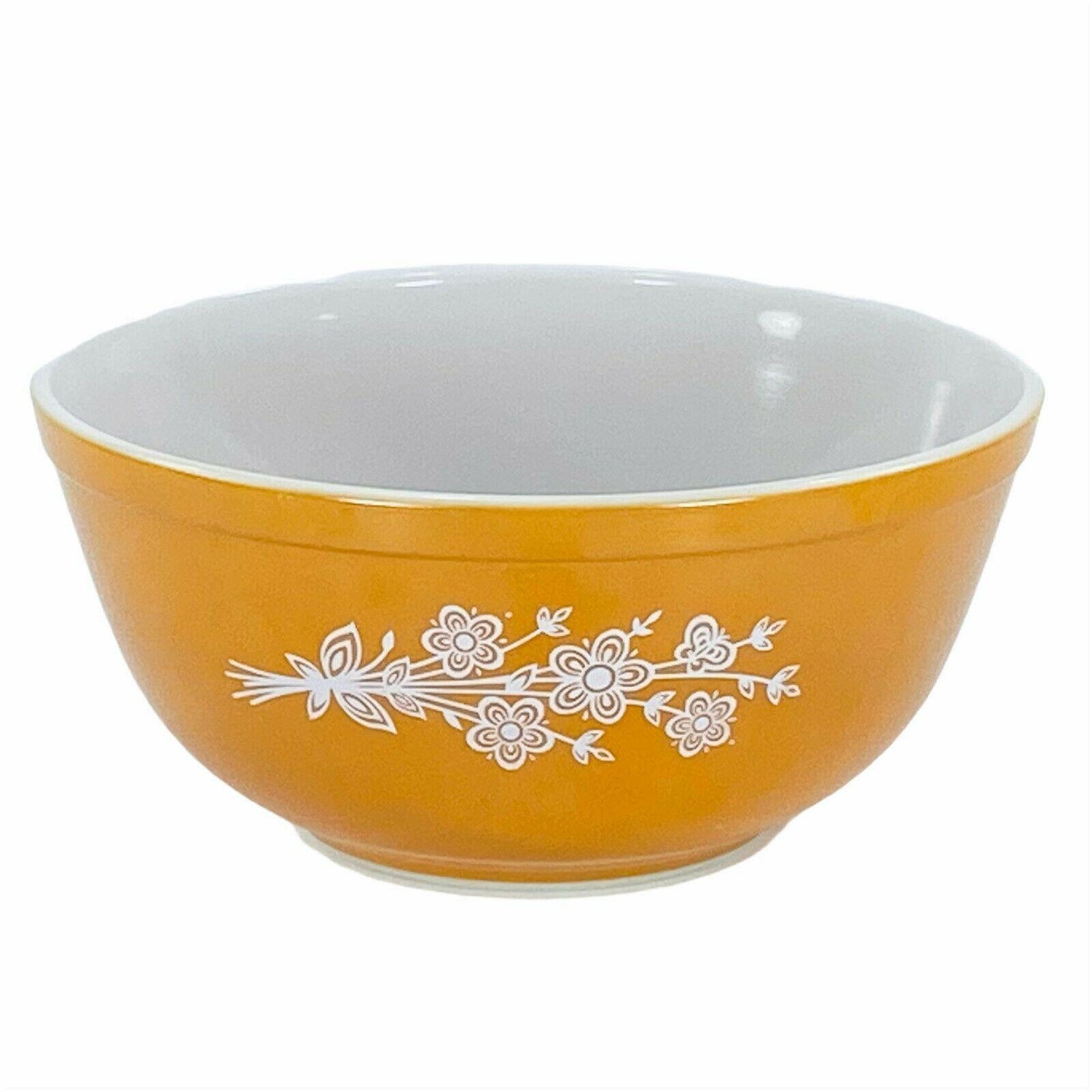 Vintage Pyrex Orange with White Flowers Mixing Bowl 403 2 | Etsy