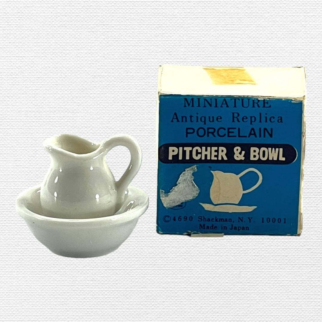 Shackman Miniature Antique Replica Porcelain Pitcher & Bowl Vintage NIB ...