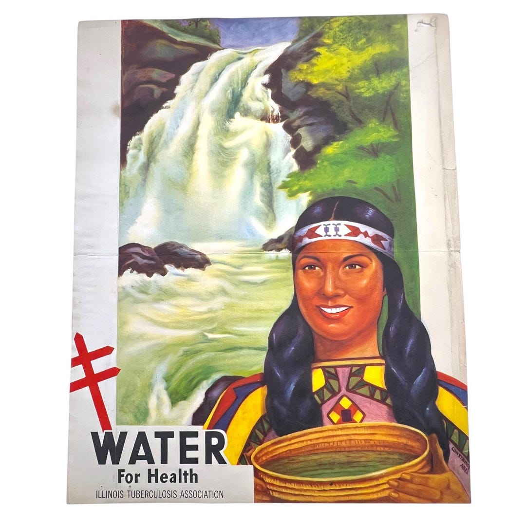 Native American Tuberculosis Assoc Vintage Poster Constance Abel Water ...