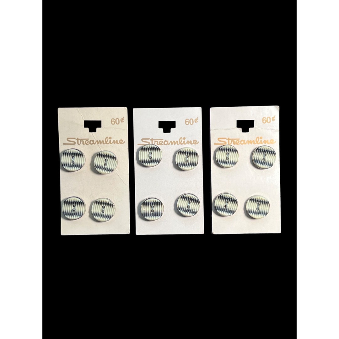 Vintage Streamline Carded Buttons 5/8ridged Two Hole Black Gray White ...