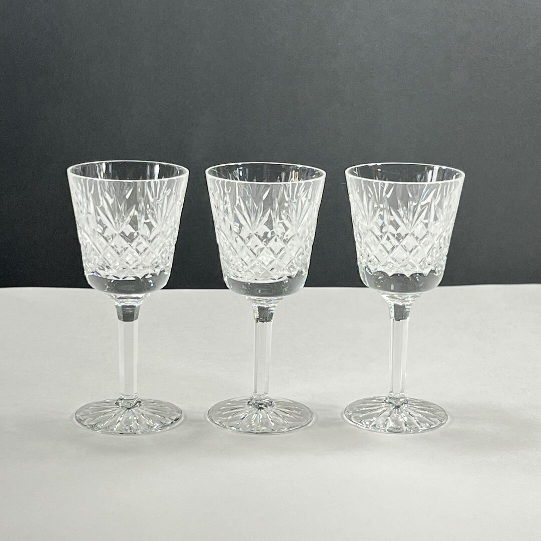 Thomas Webb Crystal Claret Wine Glasses Warwick Pattern 6 Sided Stem ...