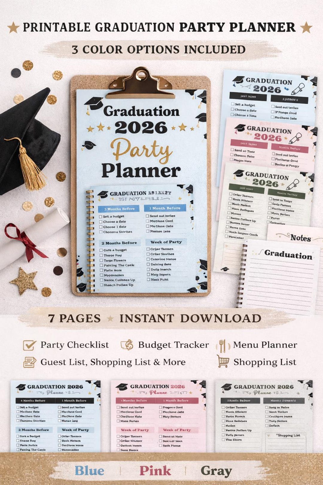 Graduation Party Planner | Checklist, Budget, Guest List (PDF Download ...