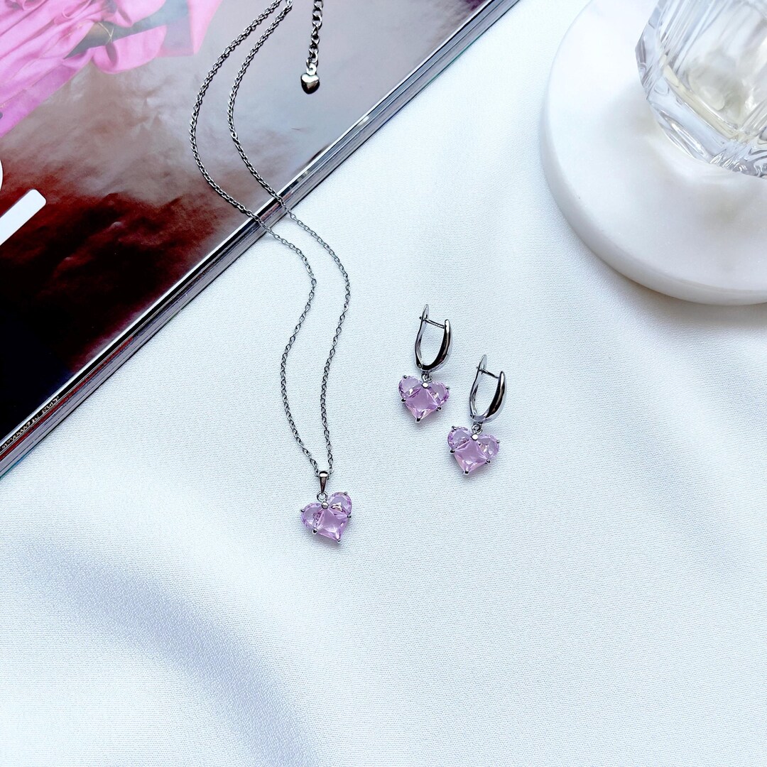 Chain Necklace, Chain Heart Pendant, Set Chain Earrings, Drop Earrings ...