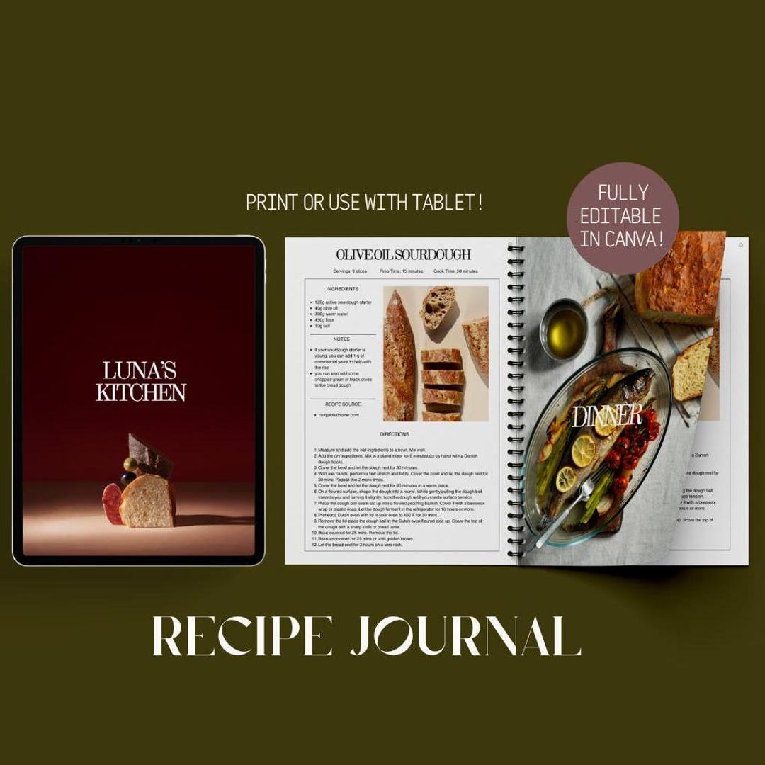 Minimalist Recipe Book Template - Simple Recipe Journal, Fully Editable ...