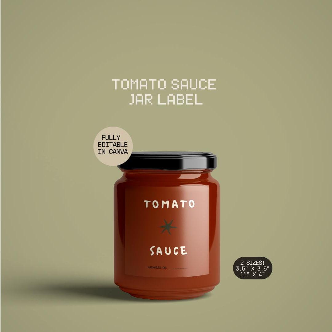 Minimalist Tomato Sauce Jar Label Template - Canva, Pantry Organization ...