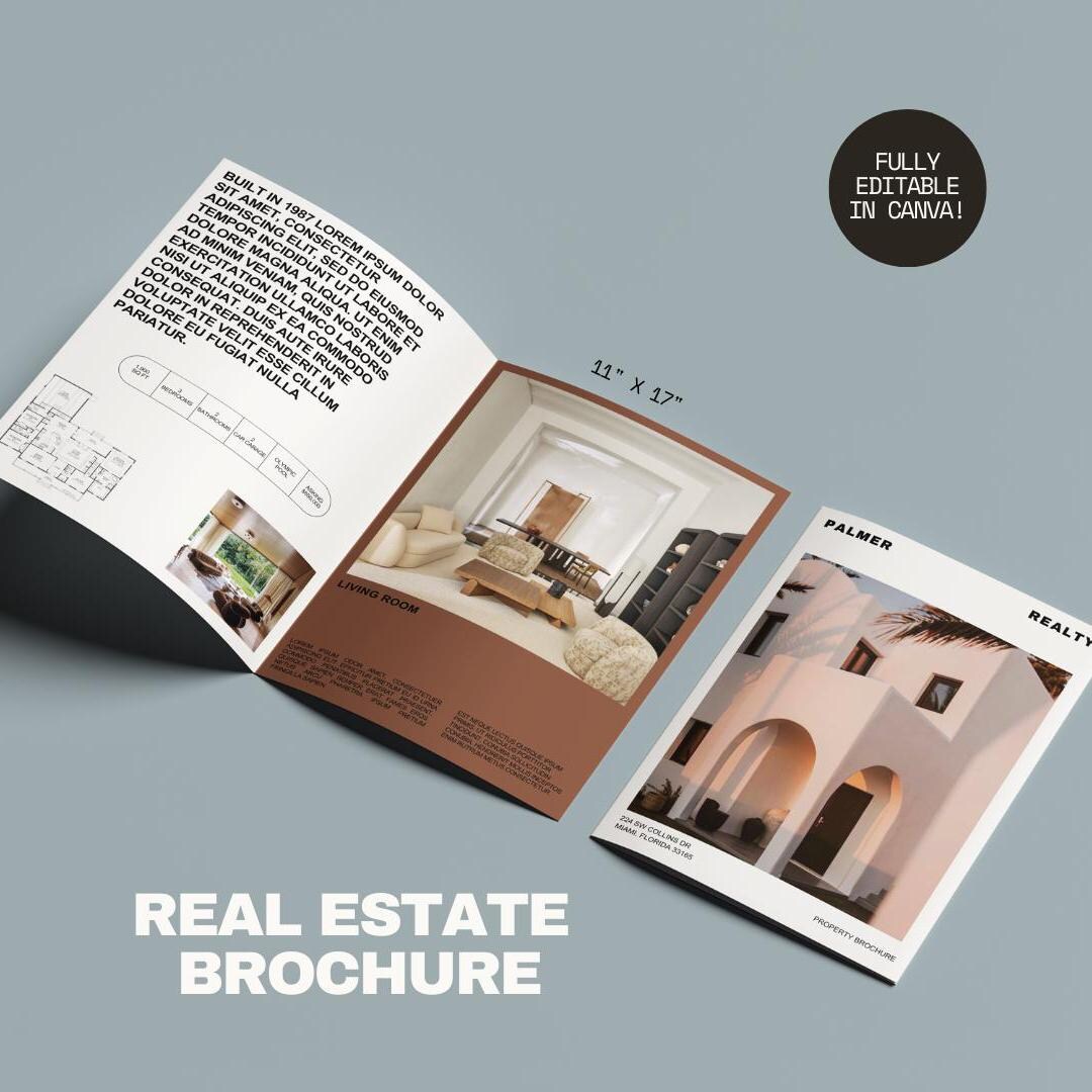 Real Estate Listing Brochure Template - Real Estate Marketing, Canva ...