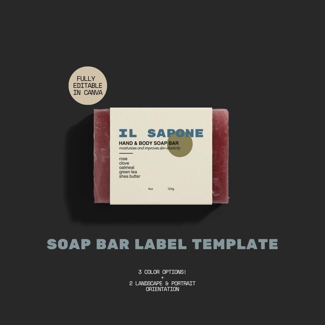 Minimalist Skincare Soap Bar Label Template - Canva, Wrap Label, Unique ...