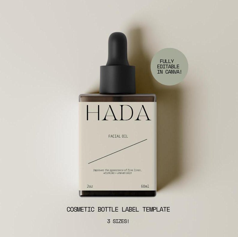 Minimal Skincare Cosmetic Brand Label Template - Canva, Dropper Label ...