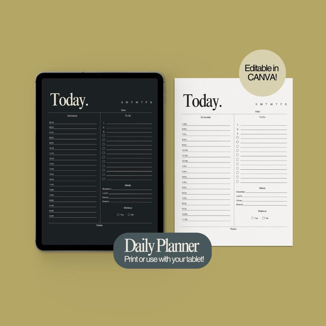 Minimalist Daily Planner Template - Routine, to Do List, Fully Editable ...