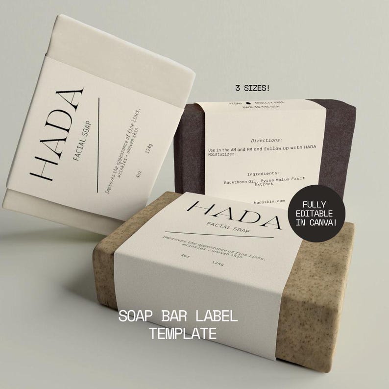 Minimal Skincare Soap Bar Label Template - Canva, Wrap Label, Modern ...