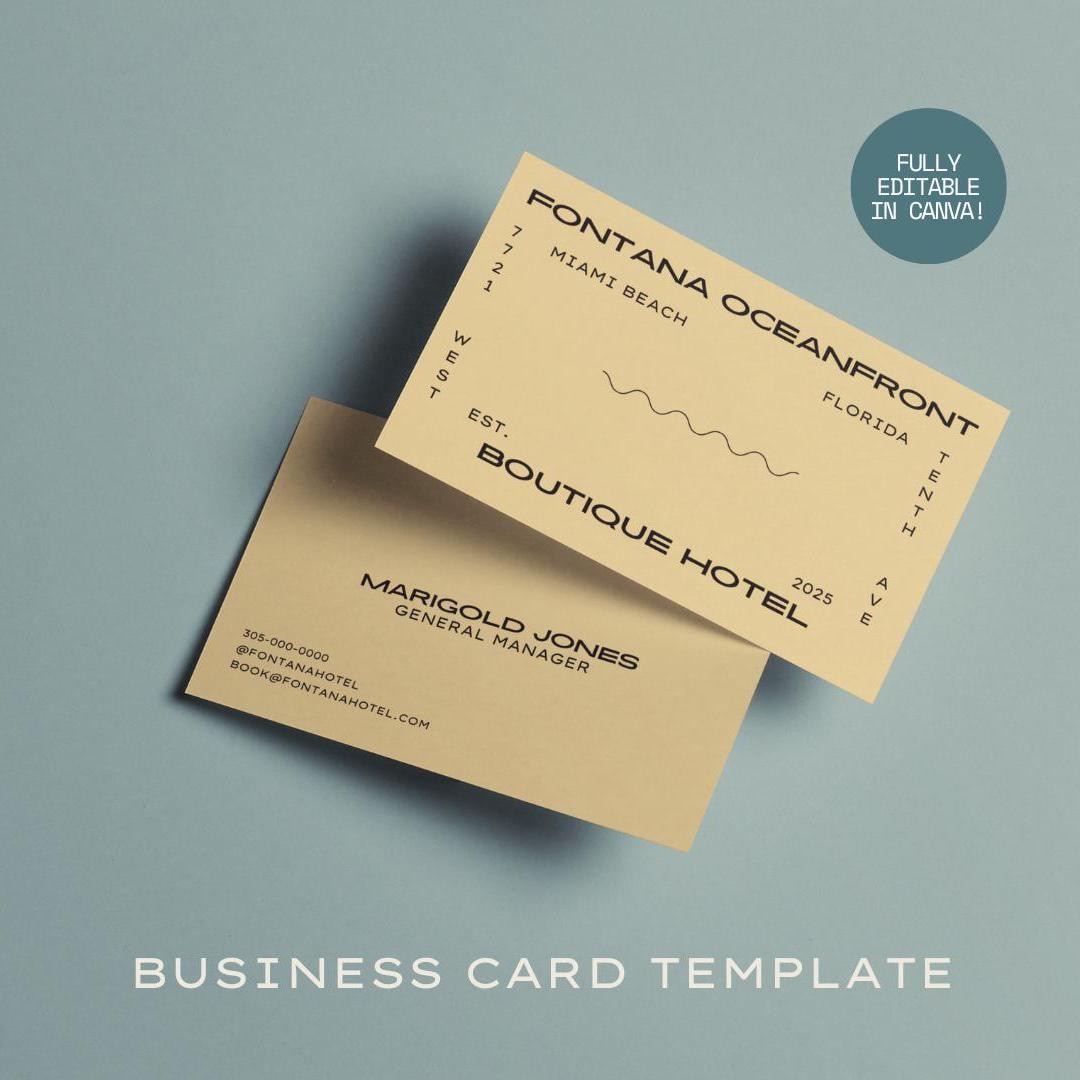 Hospitality Business Card Template - Canva Editable, Minimal ...