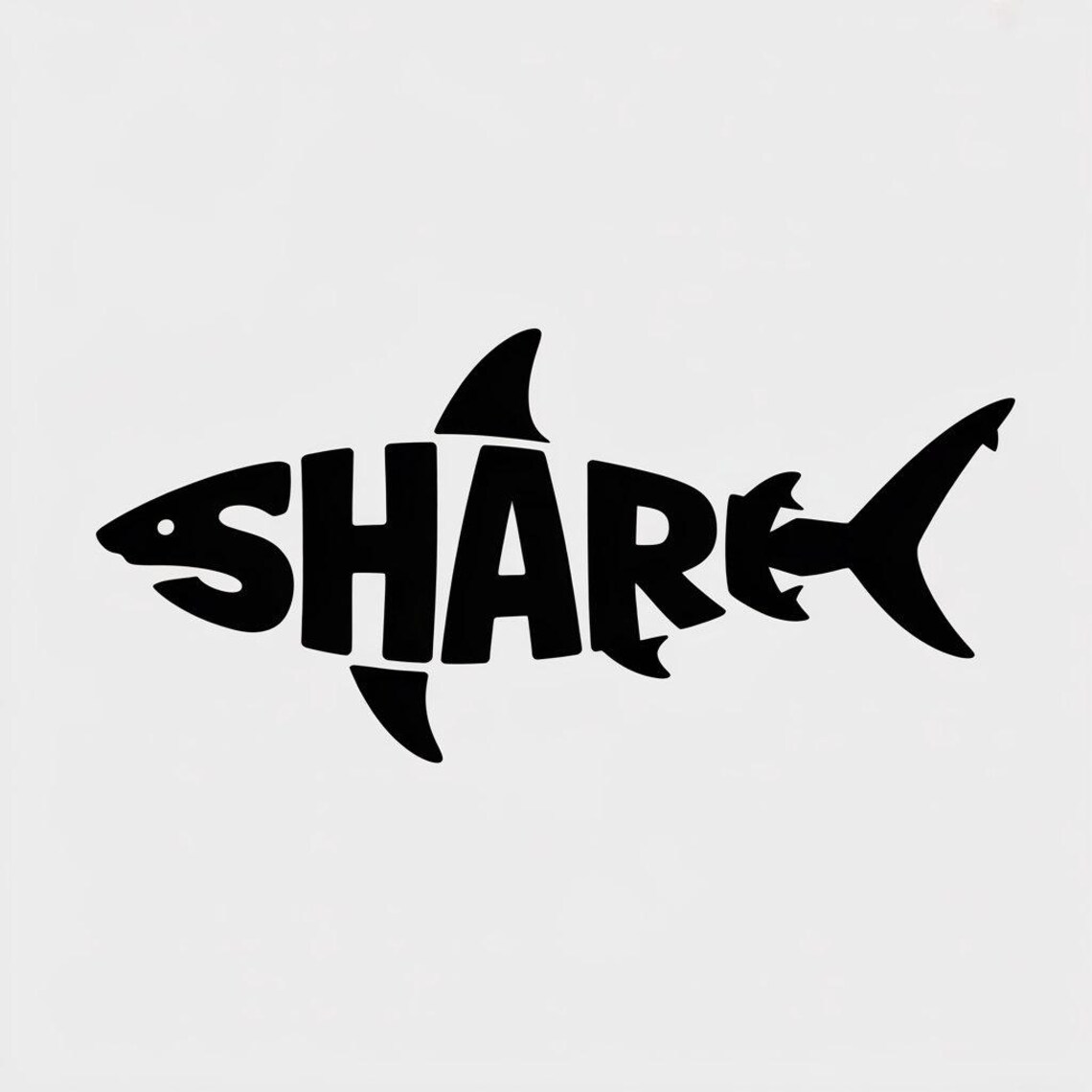 Shark Typography Art Print – Word Art Shark Illustration – Digital ...