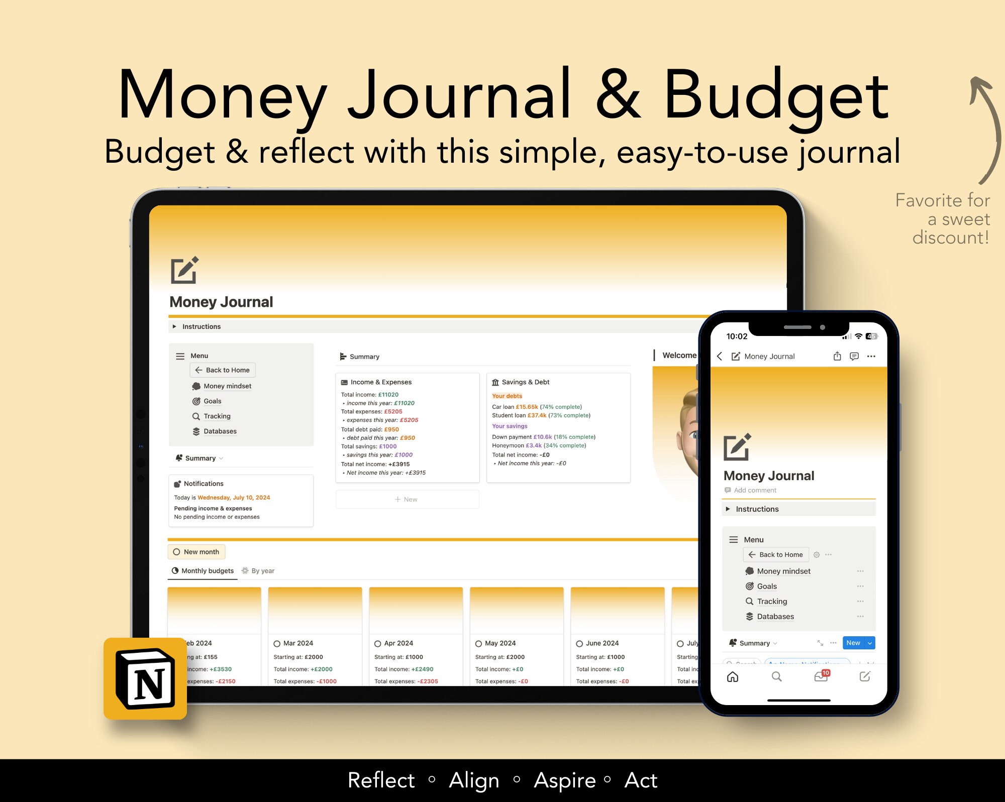 Money Journal & Monthly Budget Exercises for Money Reflections to Help ...