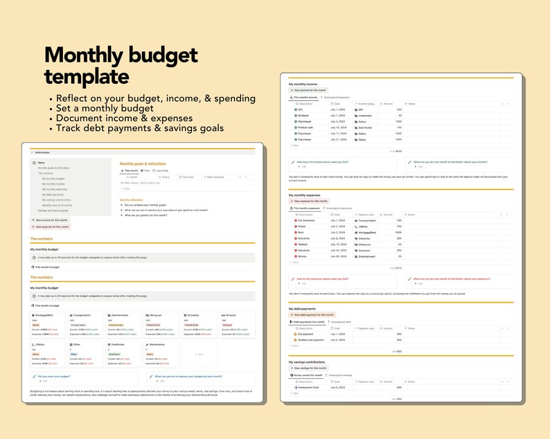 Money Journal & Monthly Budget Exercises for Money Reflections to Help ...