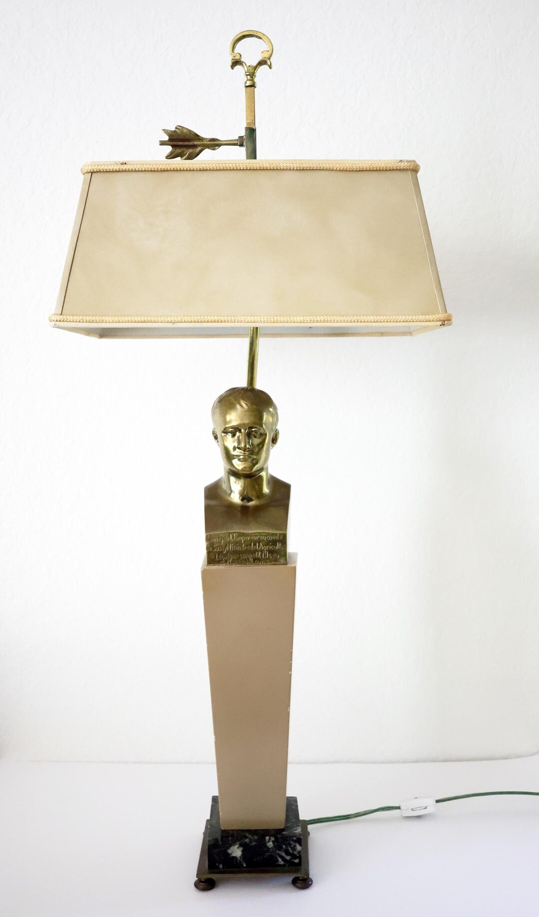 Vintage Empire Brass Bust Lamp With Original Shade and Finial - Etsy