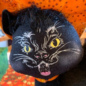 Annalee Black Halloween Cat With Orange Witch Hat Scaredy - Etsy