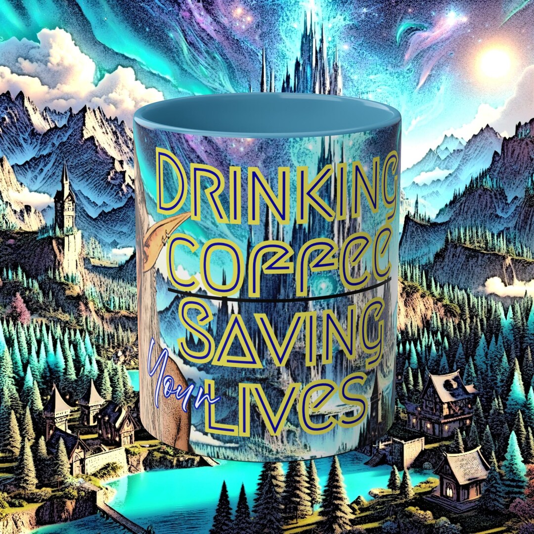 Drinking Coffee, Saving Your Lives. | Two-tone Coffee Mugs, 11oz - Etsy