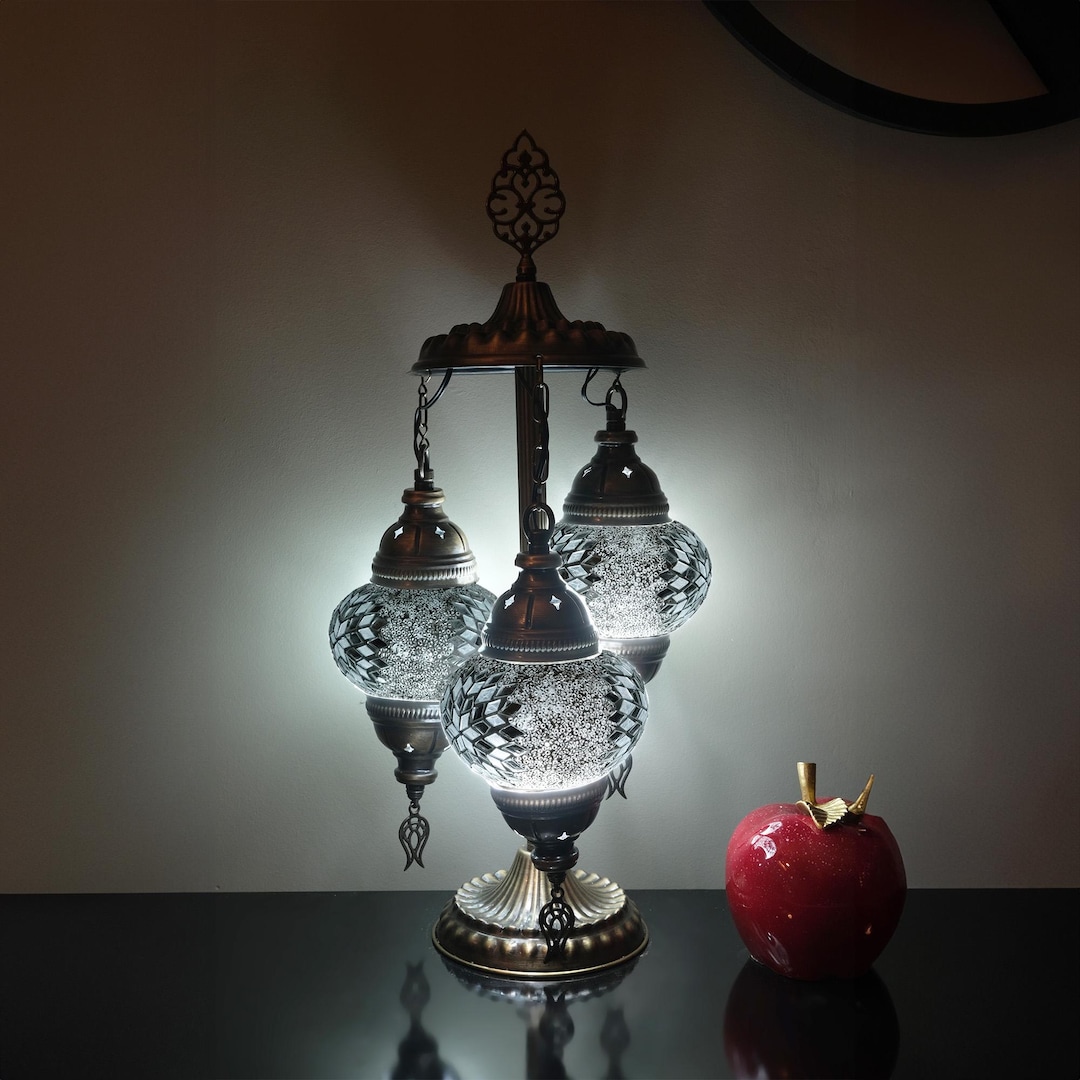 Personalized Turkish Table Lamp: 3-globe Moroccan Mosaic Desk Lamp - Etsy