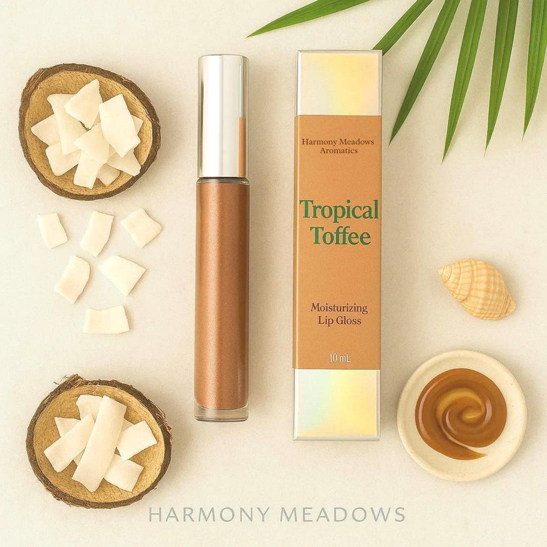Tropical Toffee Lip Gloss, Handmade Non-sticky Hydrating Gloss - Etsy