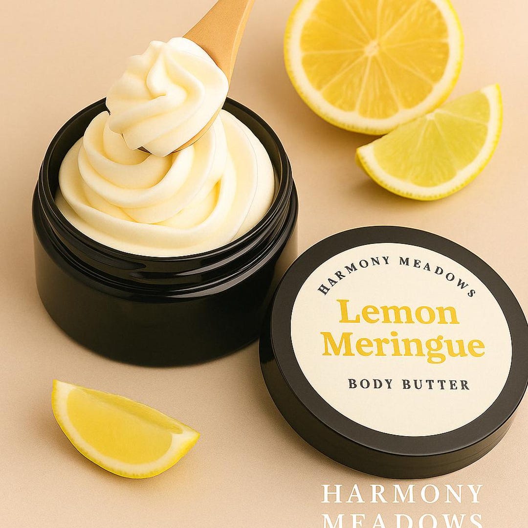 Lemon Meringue Body Butter, Small Batch Moisturizer Gift for Her, 8oz ...
