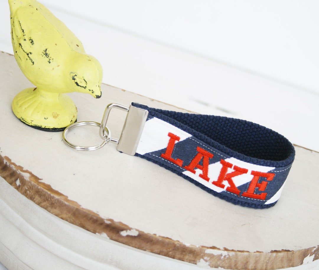 Lake House Keychain, Hostess Keyring for Lake House, Navy Nautical ...