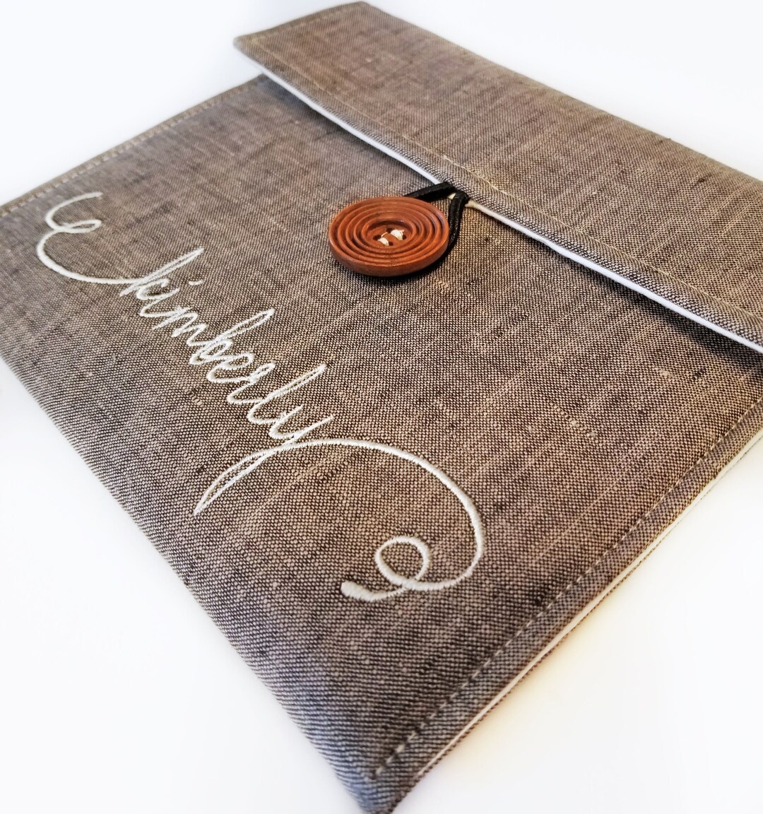 Monogrammed Grey Linen Kindle Case, Personalized Kindle Paperwhite ...