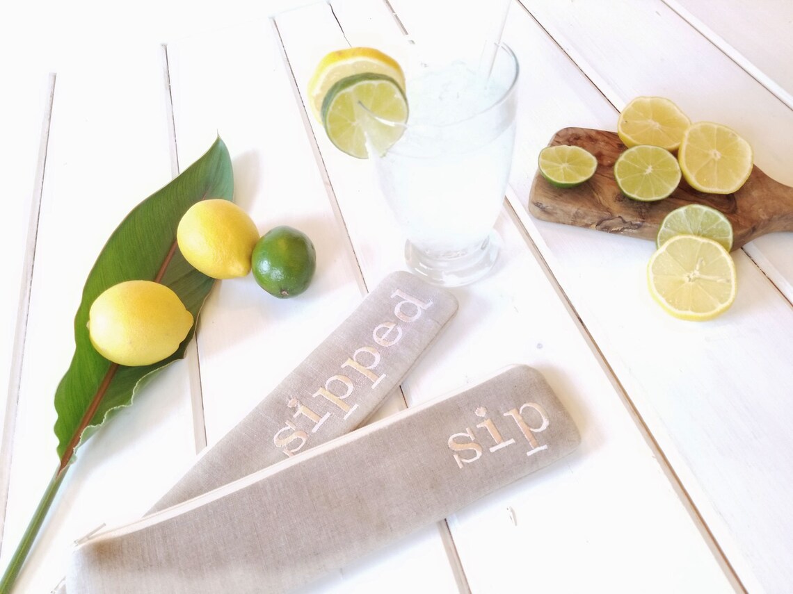 Reusable Straw Pouch Set Waterproof Zipper Bag Reusable | Etsy