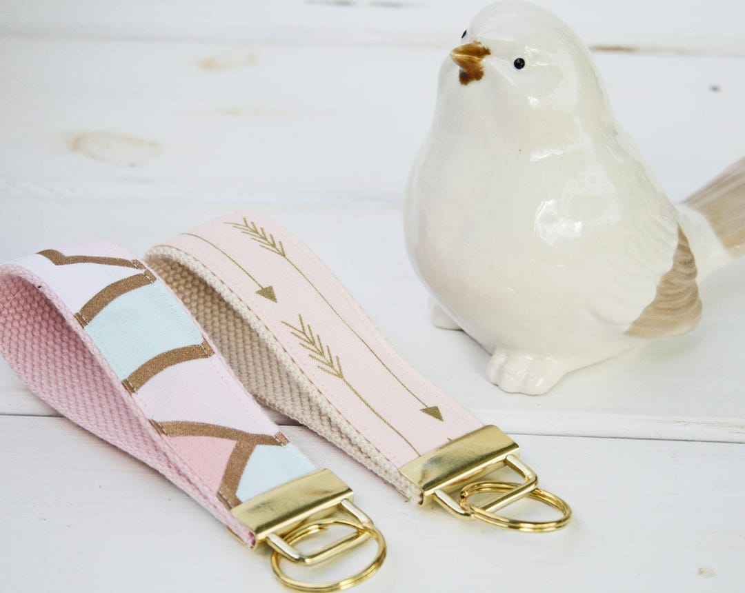 Arrow Keyfob, Peach Gold Key Chain, Wristlet Key Fob, Wristlet Key Ring ...