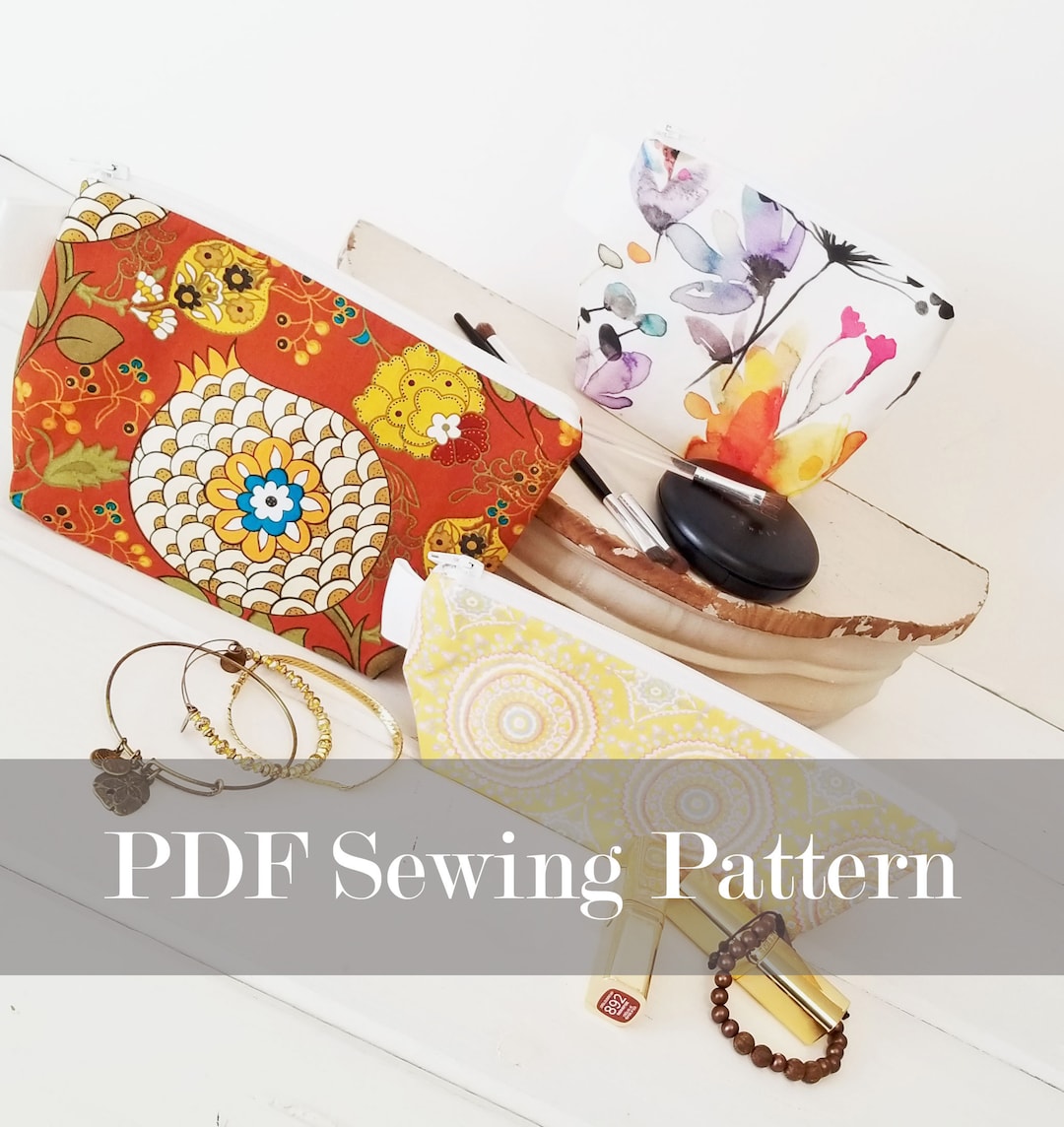 Cosmetic Bag Set Pattern, Three Sizes Zipper Bag Pattern, Makeup Bag ...