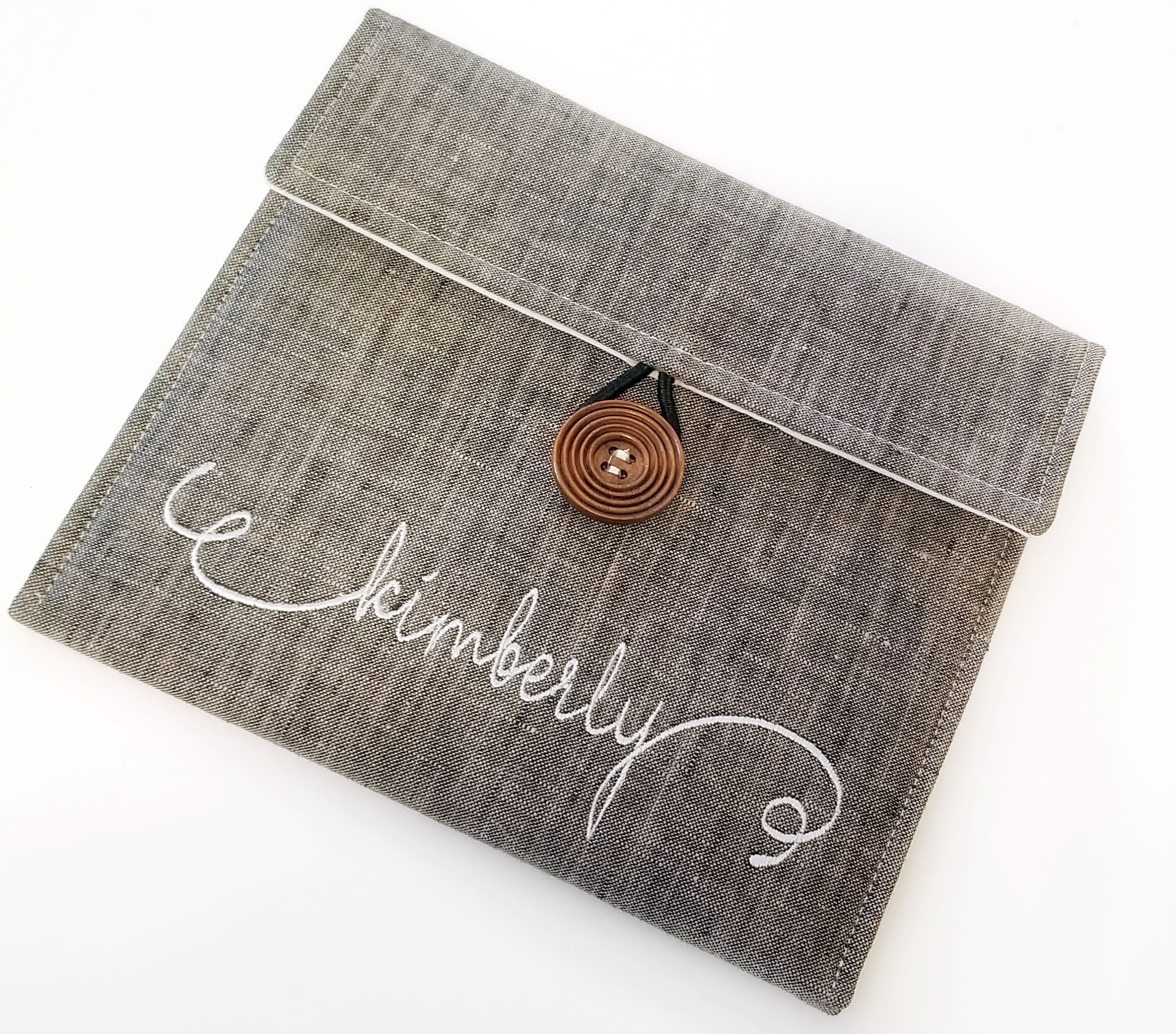 Monogrammed Grey Linen Kindle Case Personalized Kindle | Etsy