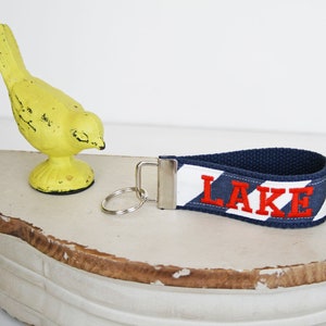 Lake House Keychain, Hostess Keyring for Lake House, Navy Nautical ...