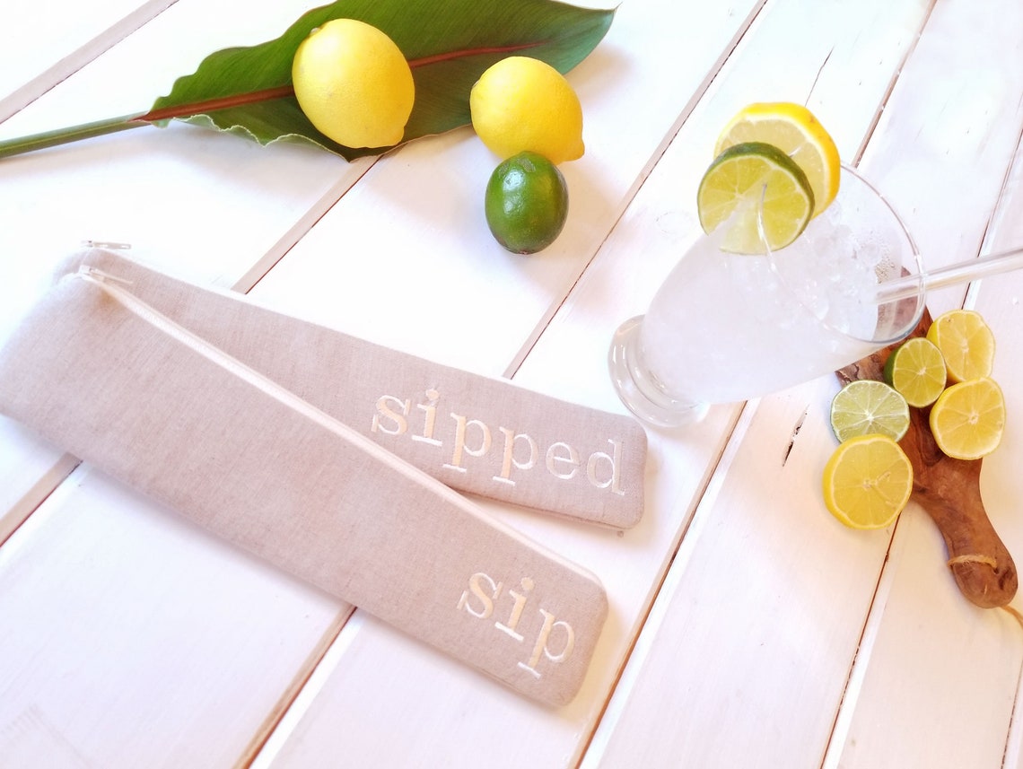 Reusable Straw Pouch Set Waterproof Zipper Bag Reusable - Etsy