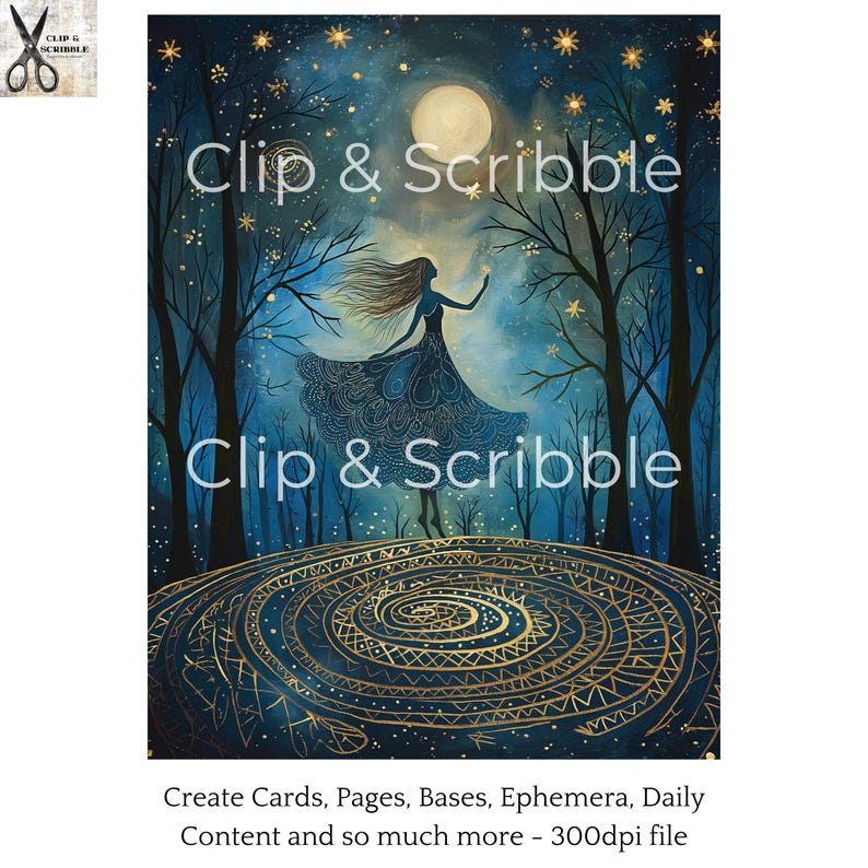 Scrapbook Paper, Dancing by Moonlight Digital Paper, Commercial Us ...