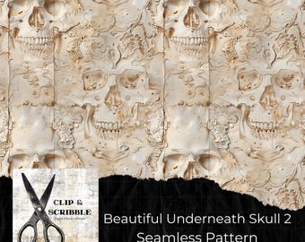 Skull Seamless Pattern, Halloween Seamless, Skeleton & Textures Repeat ...