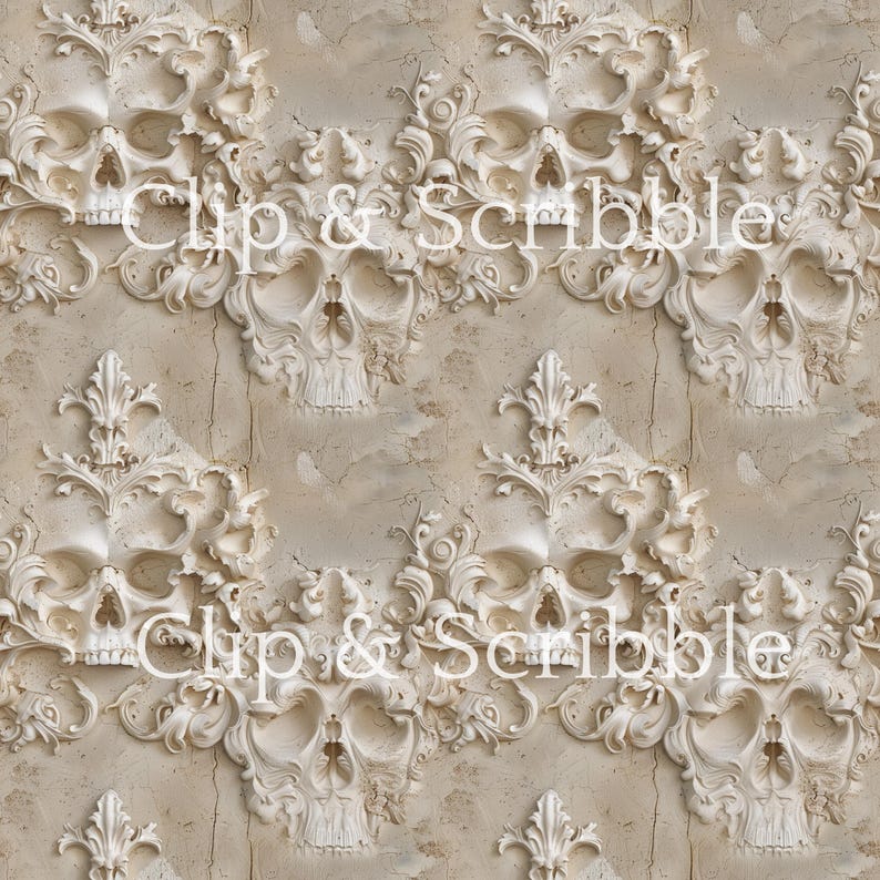 Skull Seamless Pattern, Halloween Seamless, Skeleton & Textures Repeat ...