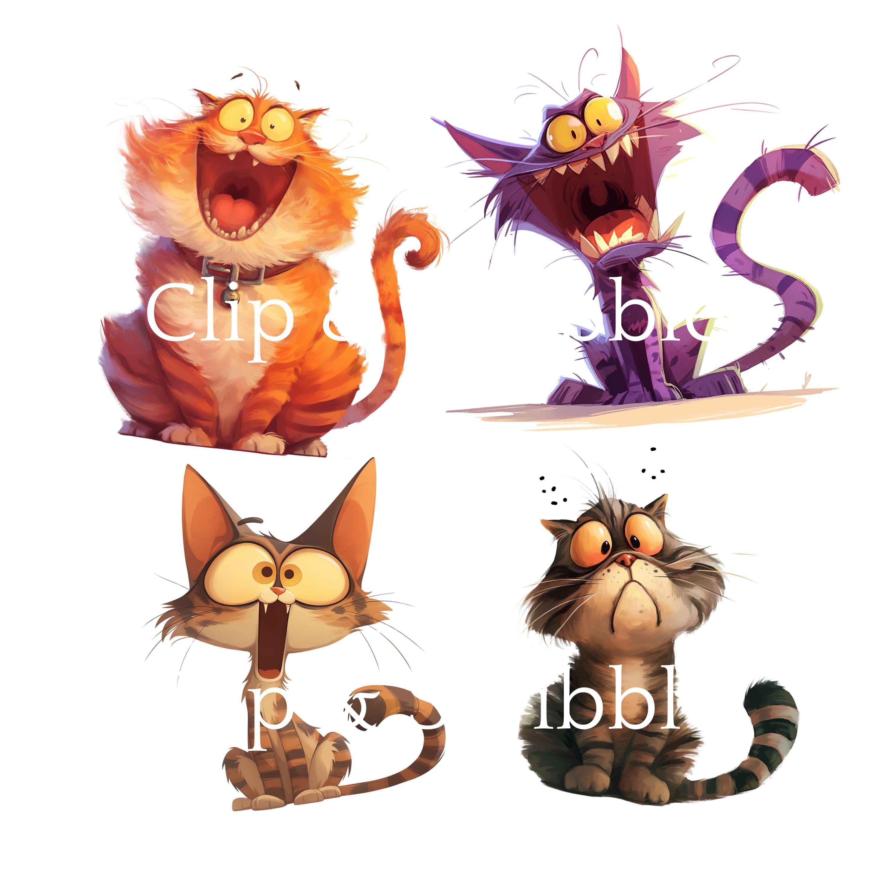 Quirky Cat Clipart, Silly Cat PNG, Fun Character Cats, Instant Download ...