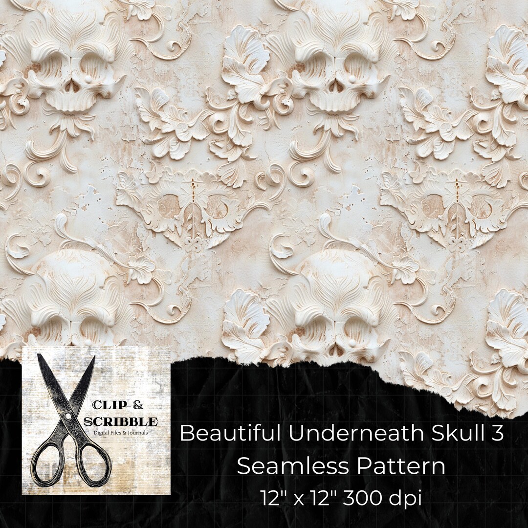 Skull Seamless Pattern, Halloween Seamless, Skeleton & Textures Repeat ...