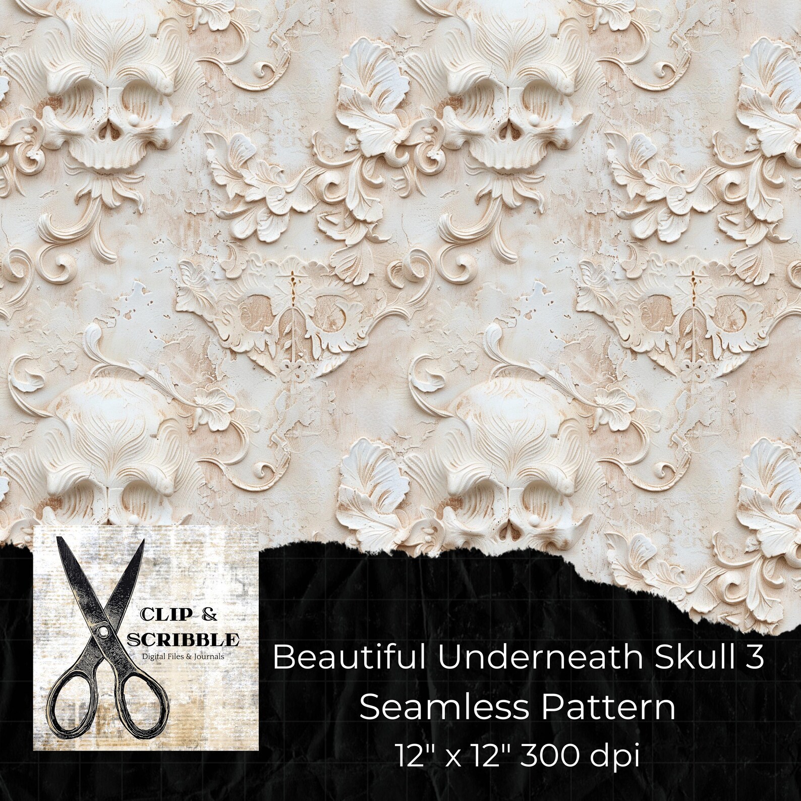 Skull Seamless Pattern, Halloween Seamless, Skeleton & Textures Repeat ...