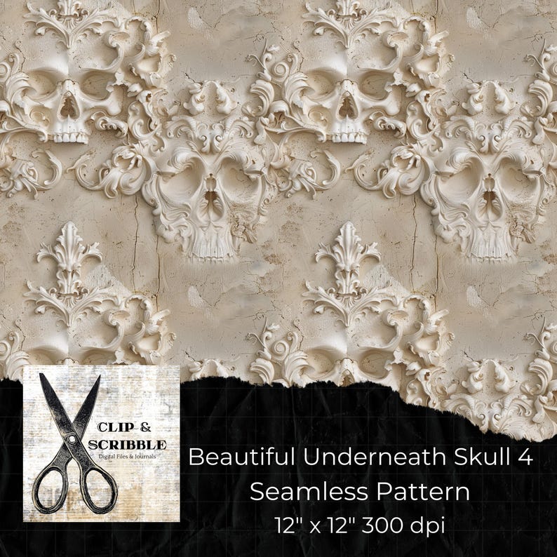 Skull Seamless Pattern, Halloween Seamless, Skeleton & Textures Repeat ...