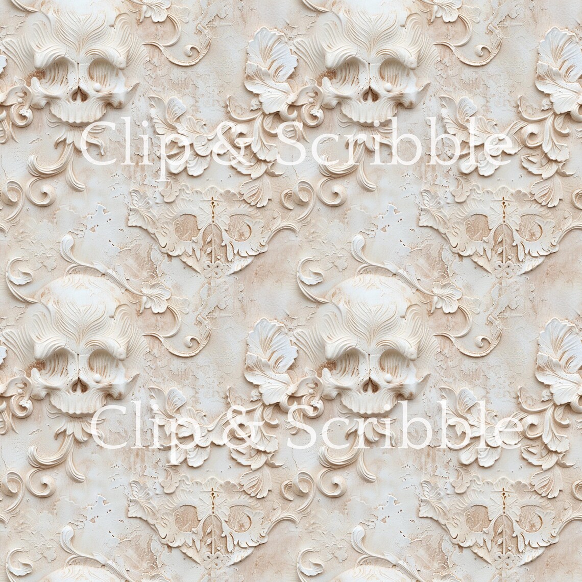 Skull Seamless Pattern, Halloween Seamless, Skeleton & Textures Repeat ...