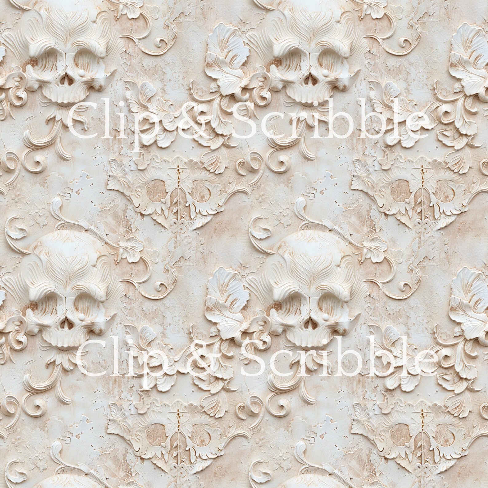 Skull Seamless Pattern, Halloween Seamless, Skeleton & Textures Repeat ...