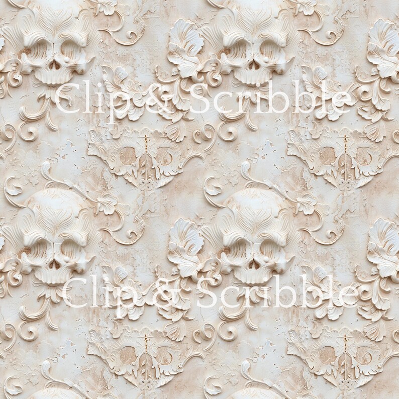 Skull Seamless Pattern, Halloween Seamless, Skeleton & Textures Repeat ...