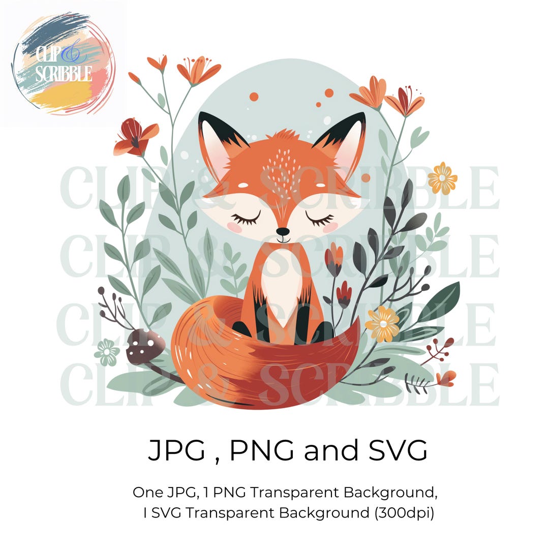 Woodland Fox Clipart, Woodland Fox PNG, Cute Fox Clipart, Cute Woodland ...